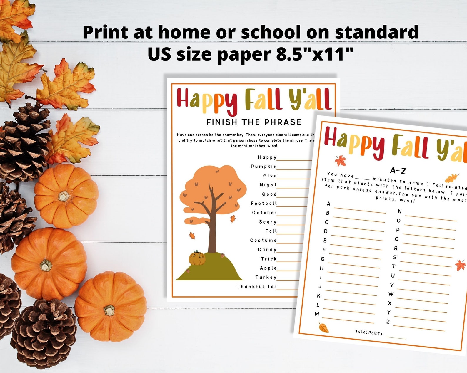 Fall Game Bundle Autumn Games Bundle, Fall Activites for Kids and ...