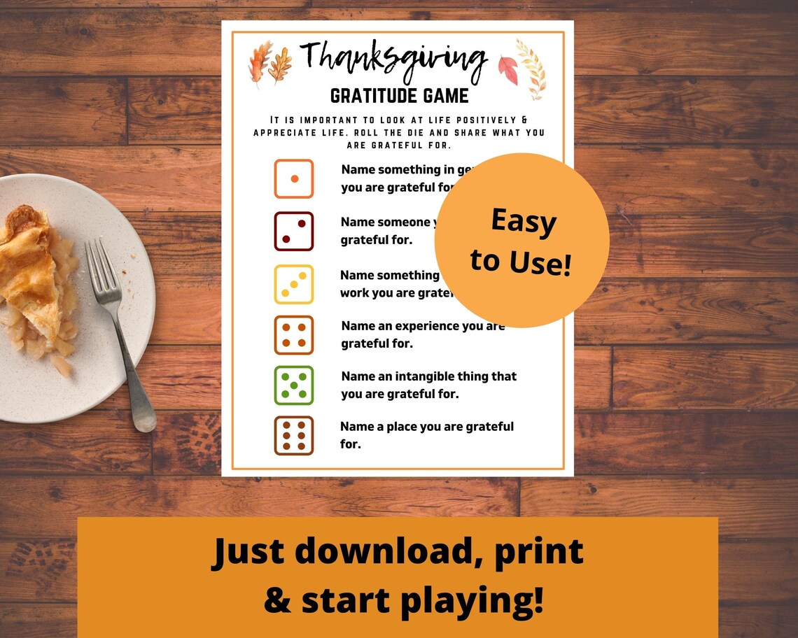 Thanksgiving Gratitude Game Dice Game for Friendsgiving | Etsy