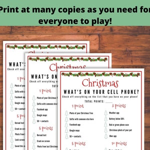Christmas What's on Your Phone Game - Printable Holiday Party Game ...