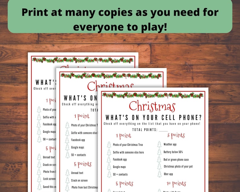 Christmas What's on Your Phone Game Printable Holiday - Etsy