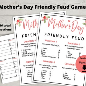 Mothers Day Friendly Feud - Mother's Day Game, Fun Questions for Mom ...