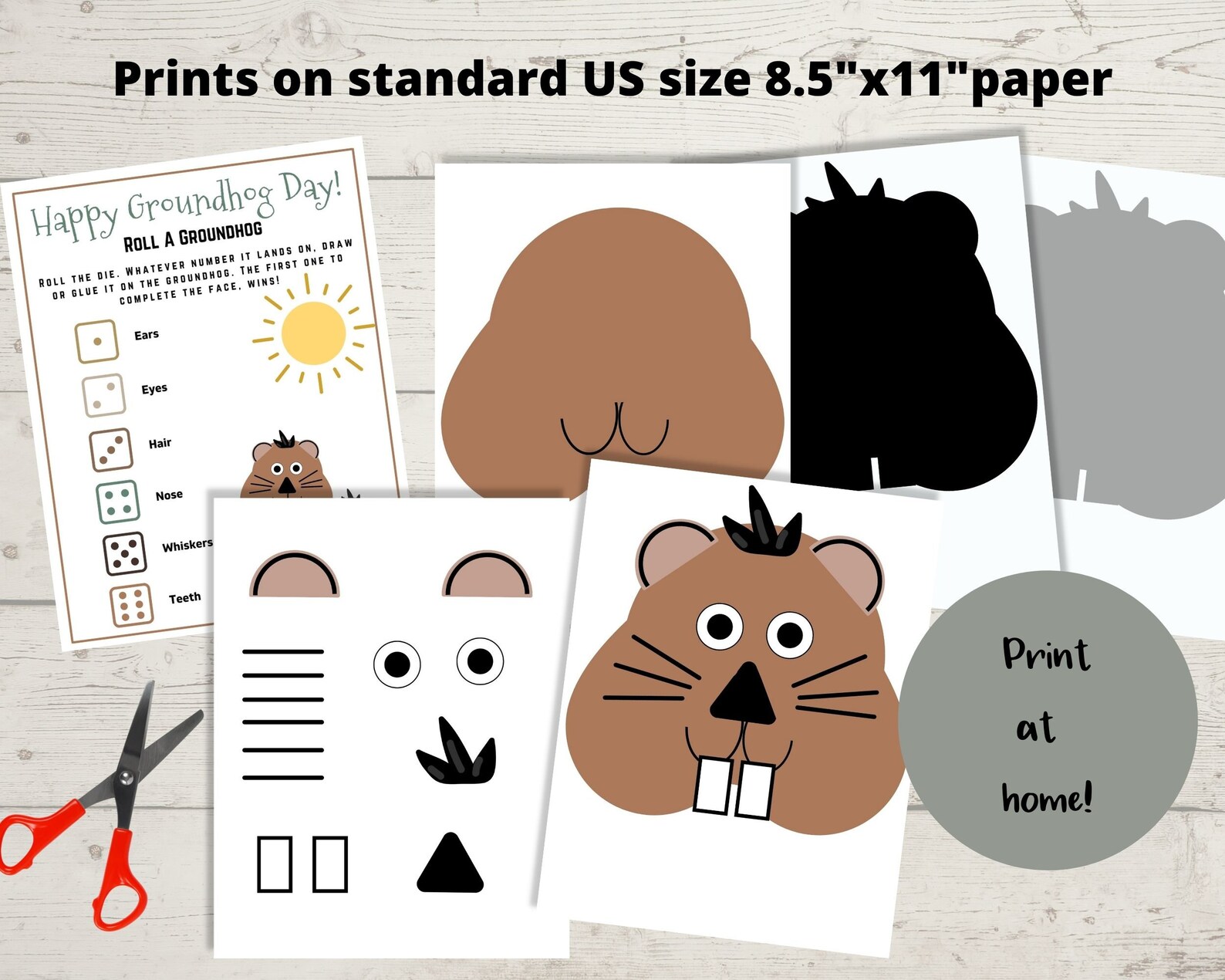 Groundhog Day Kids Activity Roll A Groundhog Game, Children's Ground ...