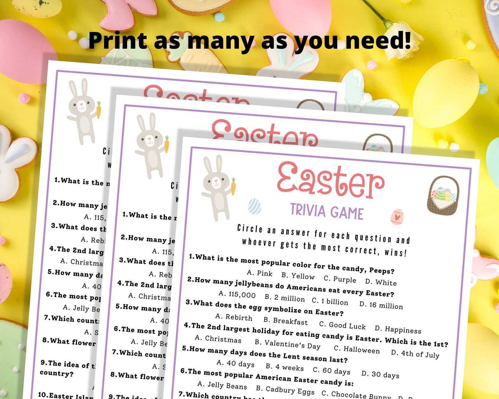 Easter Trivia Easter Trivia Game, Easter Printable, Easter Game, Easter ...