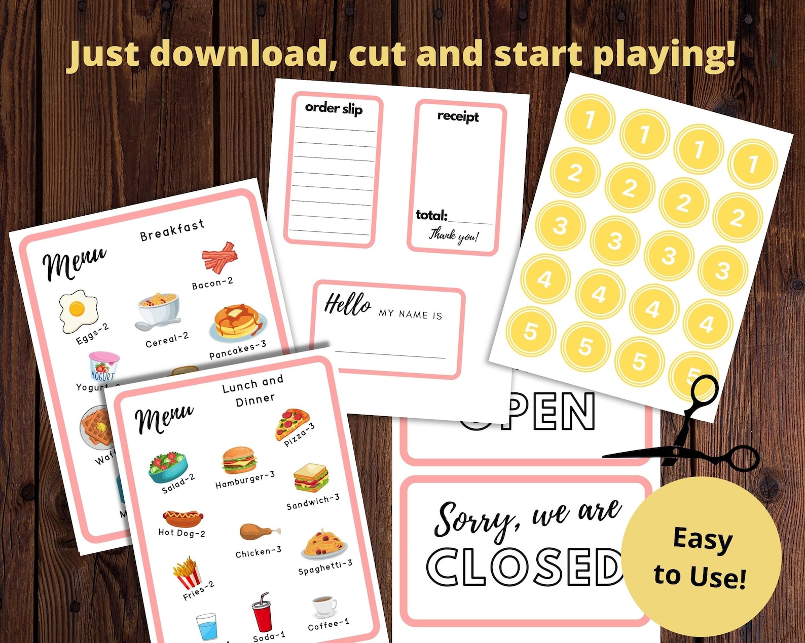 Pretend Play Restaurant Pretend Menus, Pre School Kids Activities ...