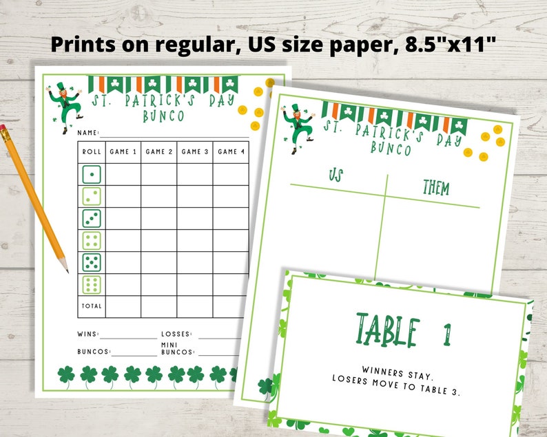 St. Patrick's Day Bunco - Bunco Printables, Bunco Game, Saint Patrick's ...