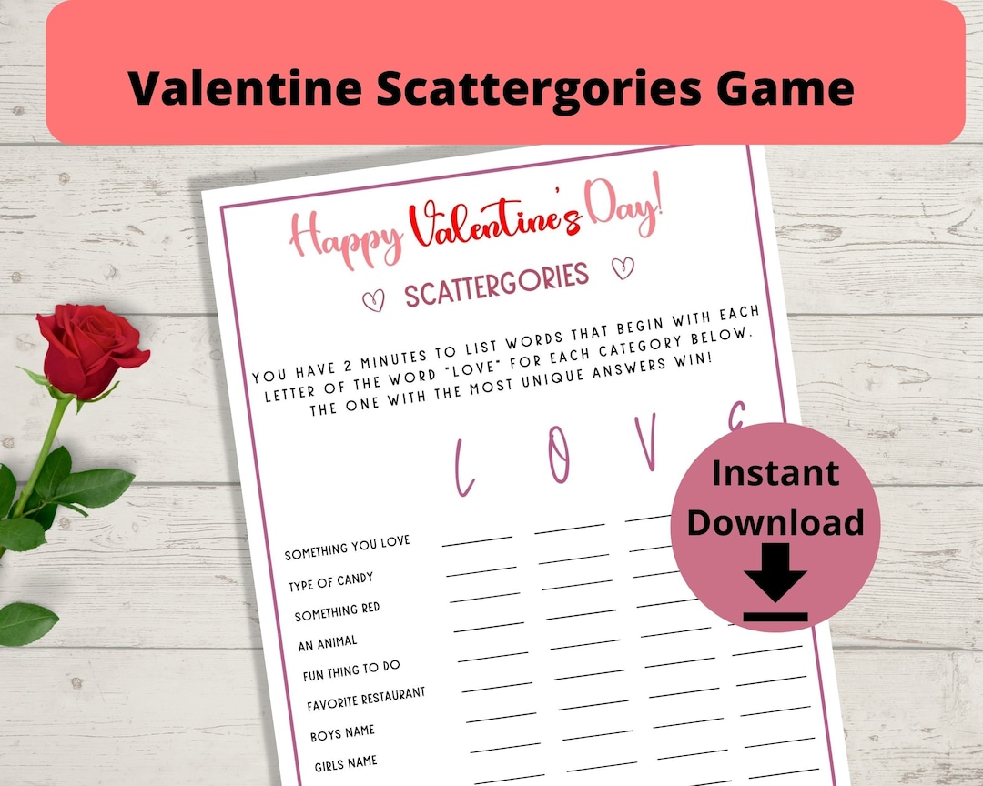 Valentine's Day Scattergories Game - Valentine's Day Children's ...