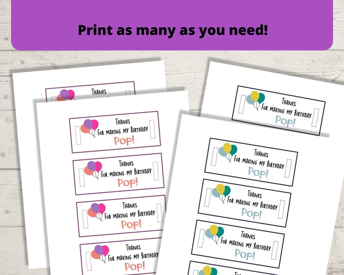 Pop It Bracelet Birthday Thank You Tags Thanks for Making My - Etsy