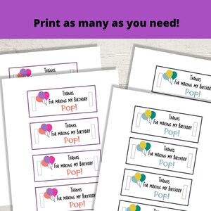 Pop It Bracelet Birthday Thank You Tags - Thanks for Making My Birthday ...