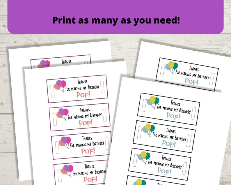 Pop It Bracelet Birthday Thank You Tags - Thanks for Making My Birthday ...