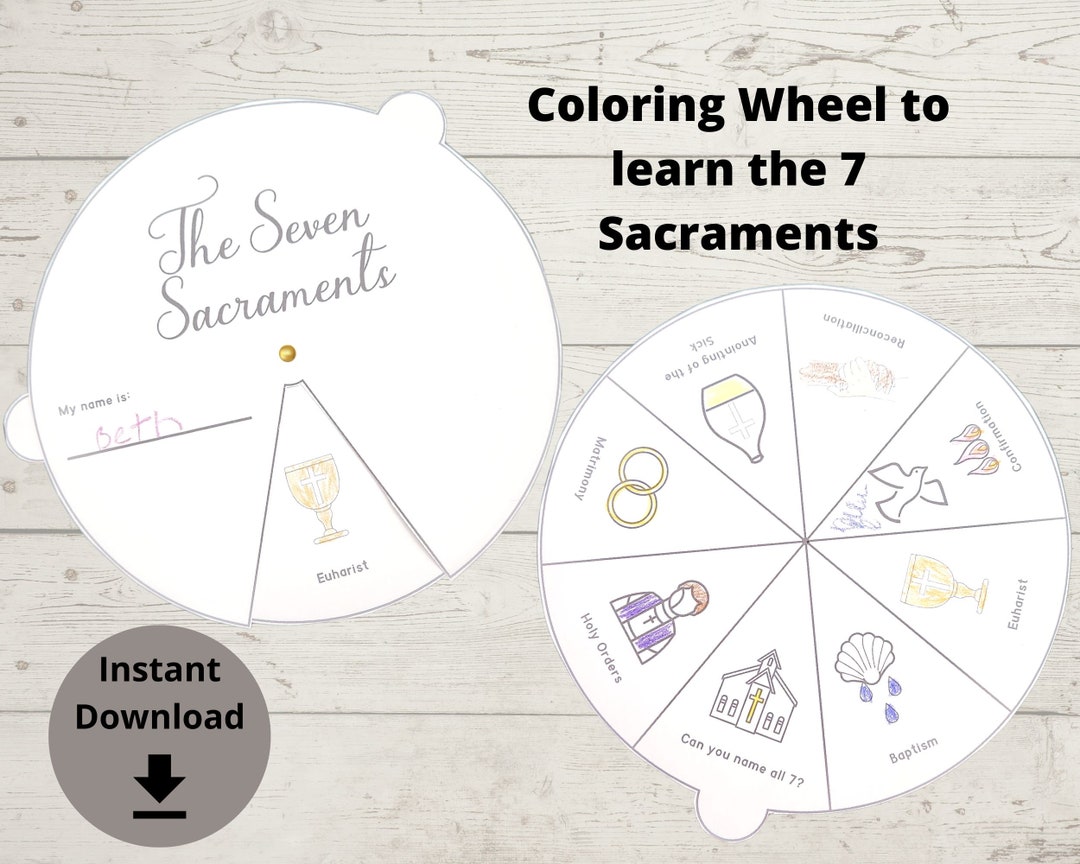 7 Sacraments Coloring Wheel - Sunday School Activity, Church Activity ...