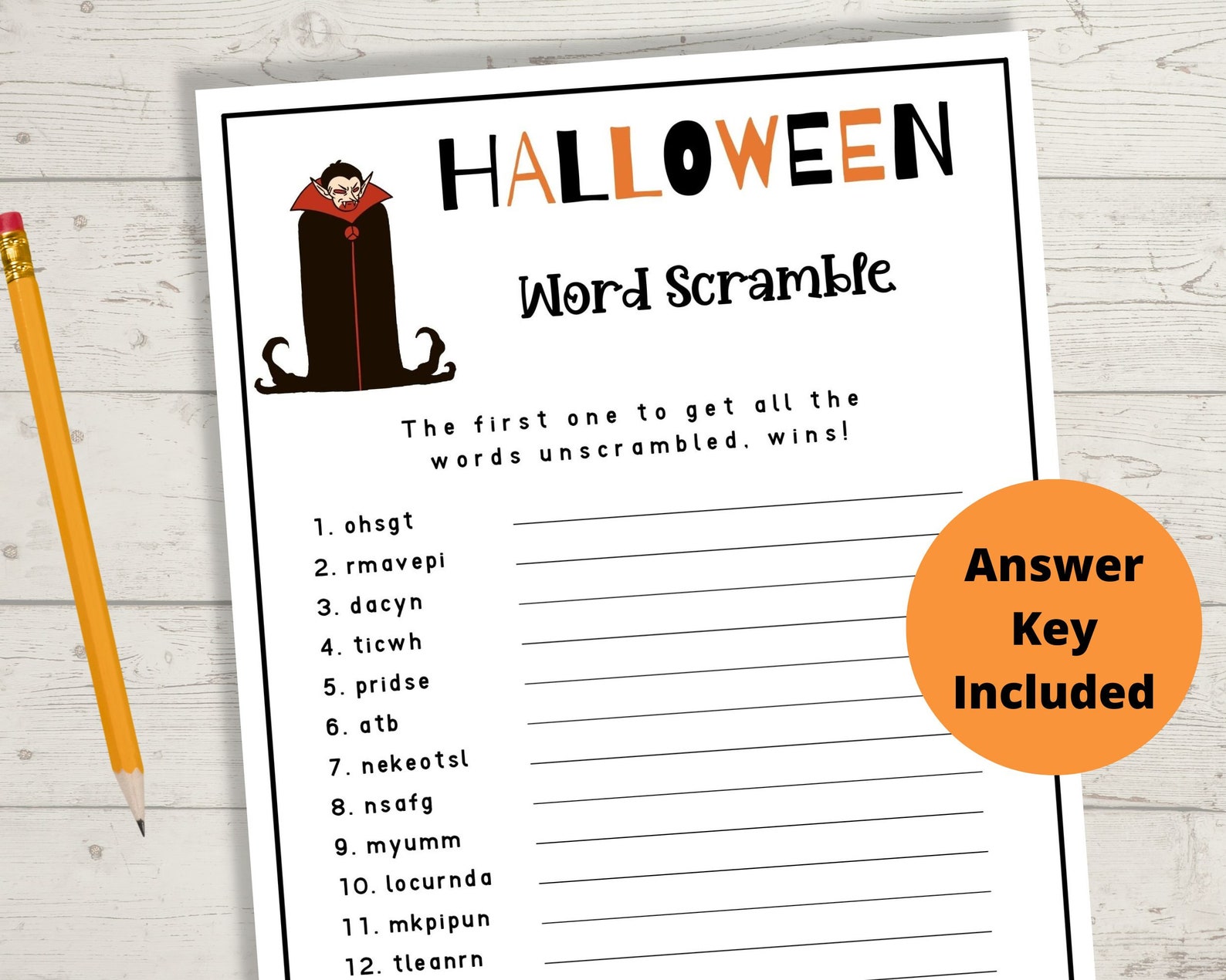 Halloween Word Scramble Kids Halloween Game, Word Game, Halloween Party ...