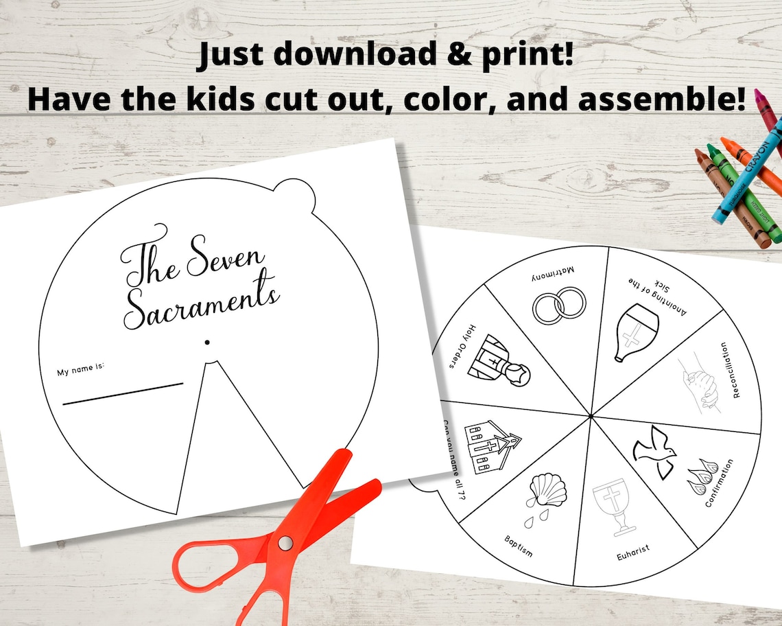 7 Sacraments Coloring Wheel Sunday School Activity Church - Etsy