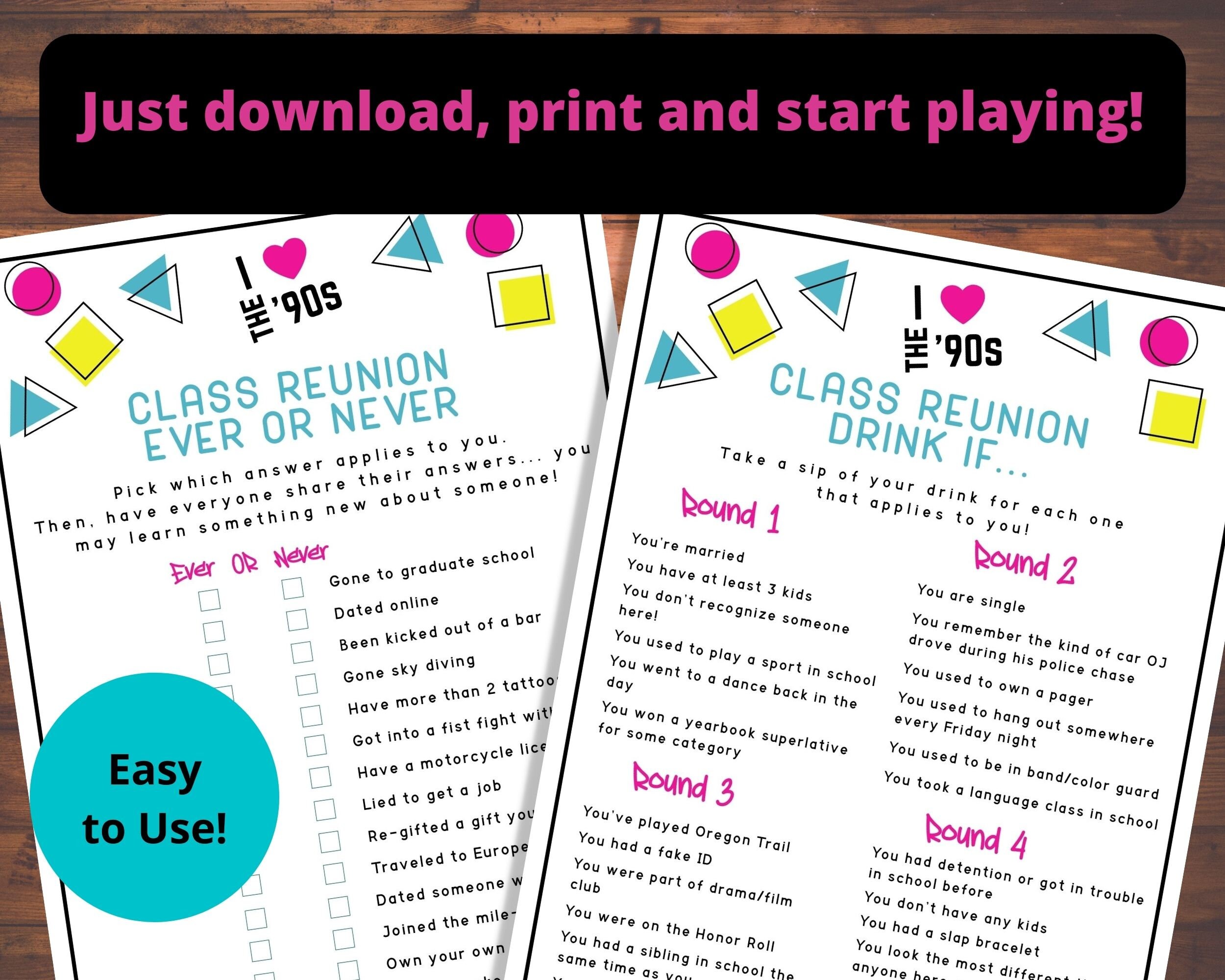 Class Reunion Game Bundle - High School Reunion Games, Class Reunion ...