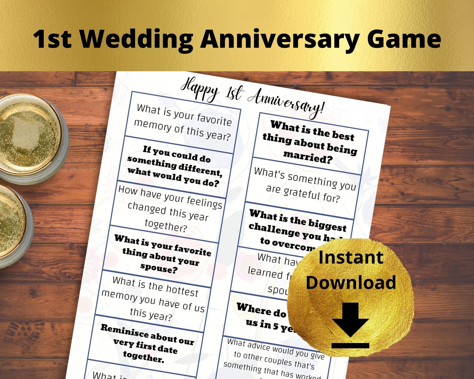 First Anniversary Game - Wedding Anniversary Questions, Celebrate 1st ...