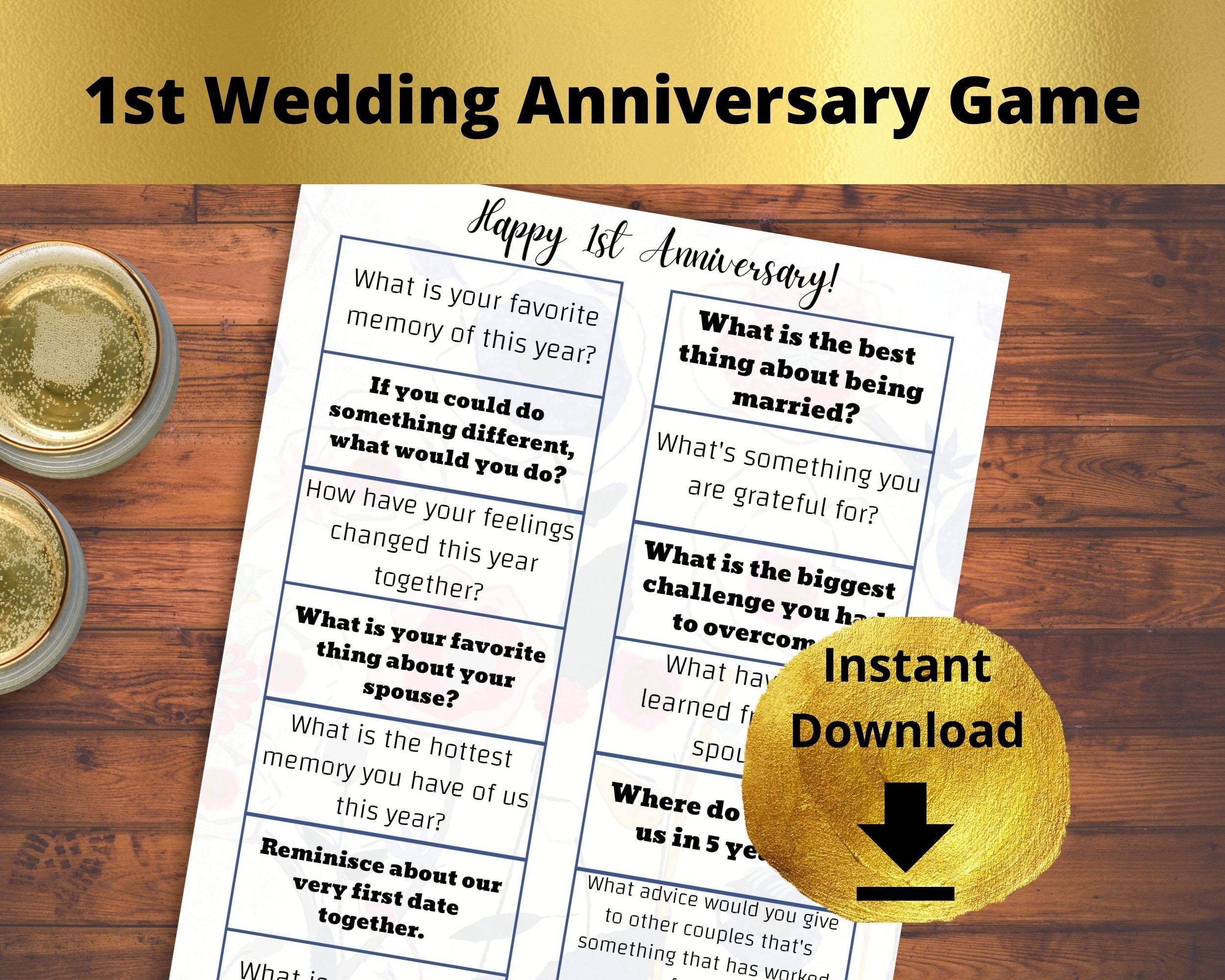 First Anniversary Game Wedding Anniversary Questions, Celebrate 1st ...