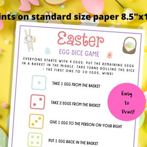 Easter Dice Game - Easter Egg Game, Candy Dice Game, Printable Easter ...