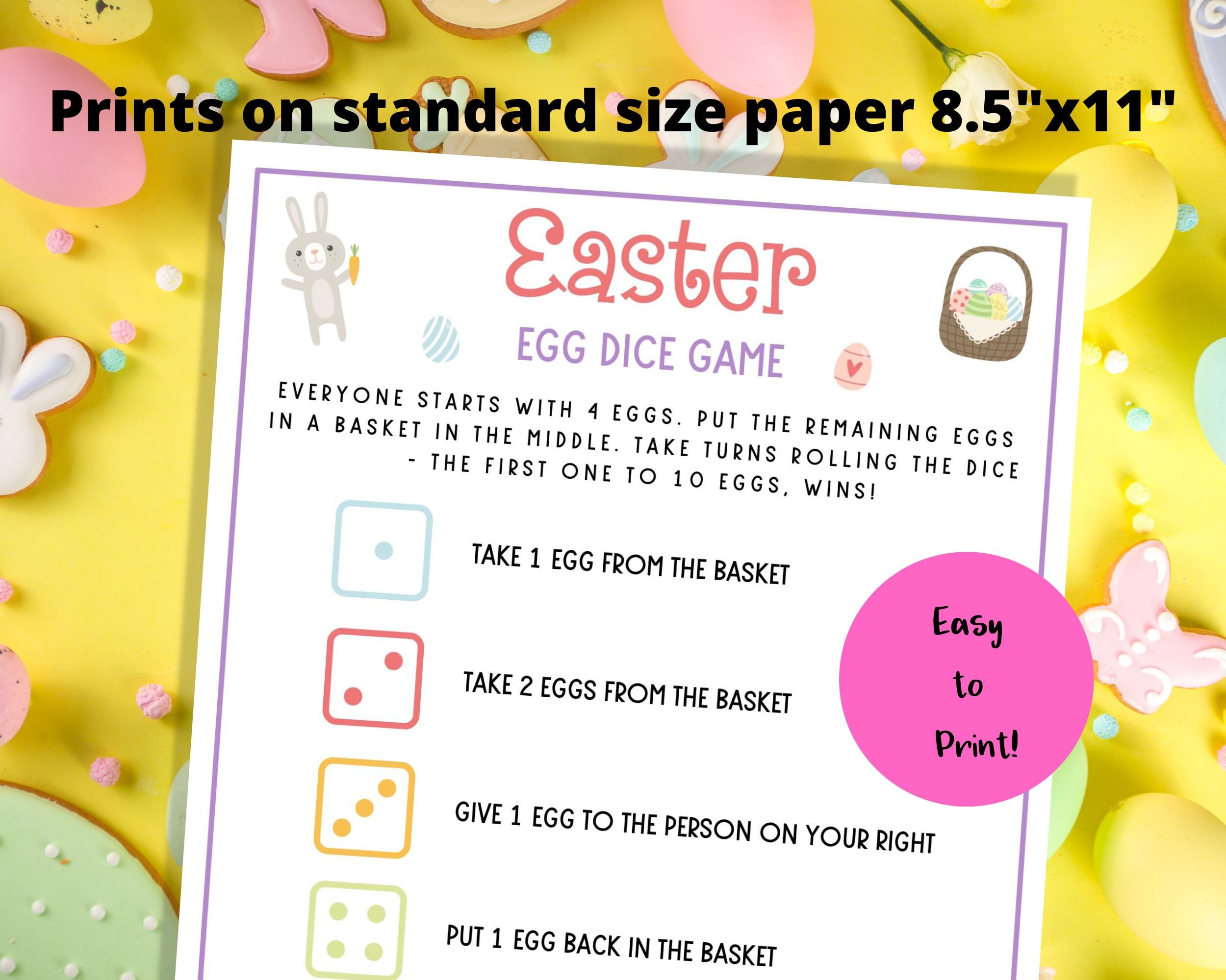 Easter Dice Game Easter Egg Game, Candy Dice Game, Printable Easter ...
