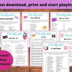 80's Game Bundle - 80s Trivia, 80s Theme Party Games, 80s Bachelorette ...