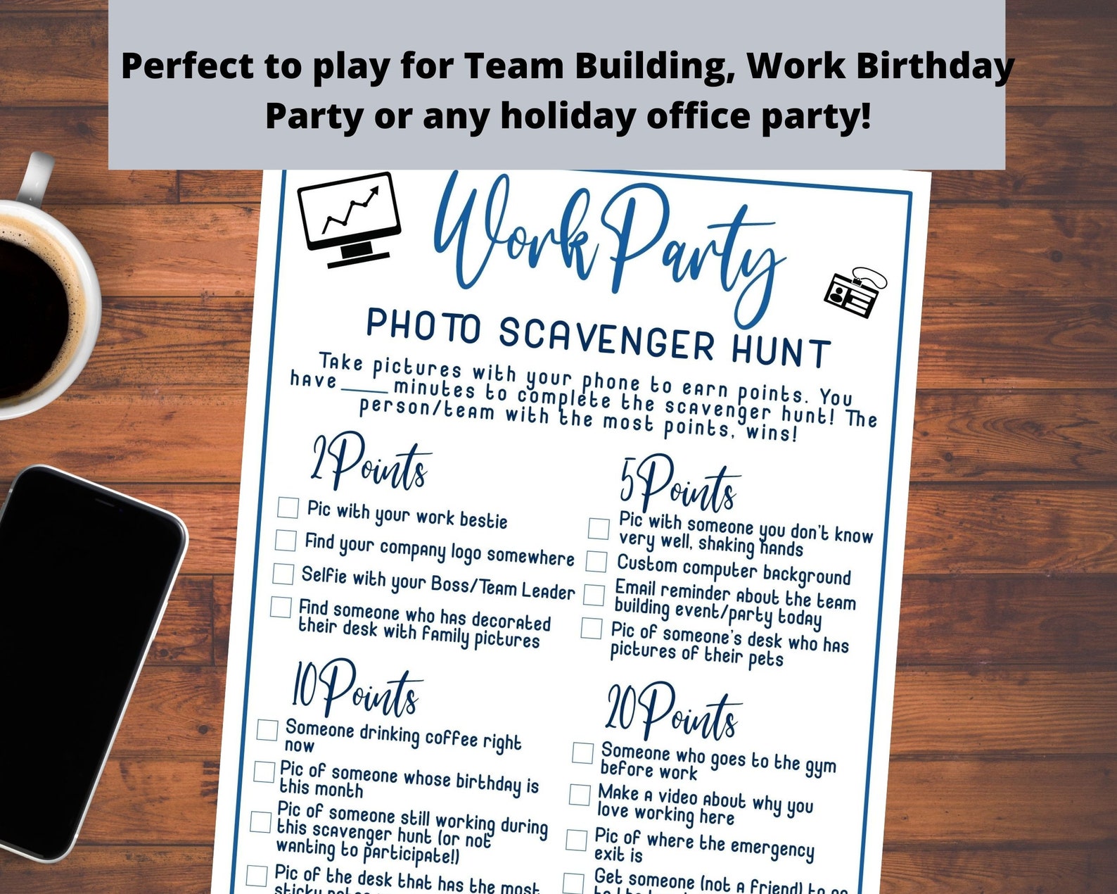 Work Scavenger Hunt Office Party Printable Team Building - Etsy