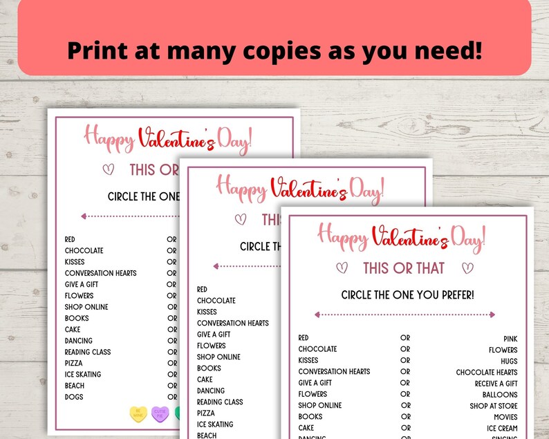 Valentine's Day This or That Game Valentine Would You Rather Printable ...