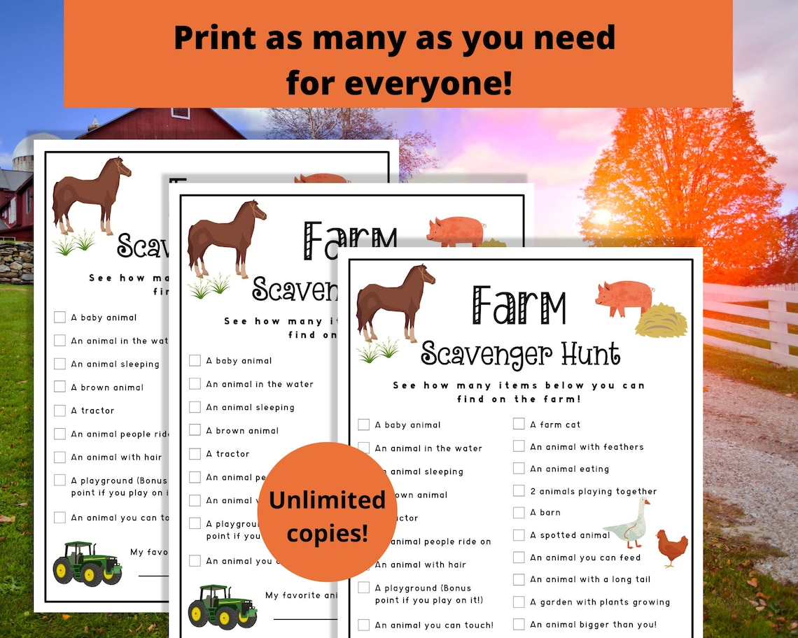 Farm Scavenger Hunt - Farm Treasure Hunt, Farm Games, Farm Animal Hunt ...