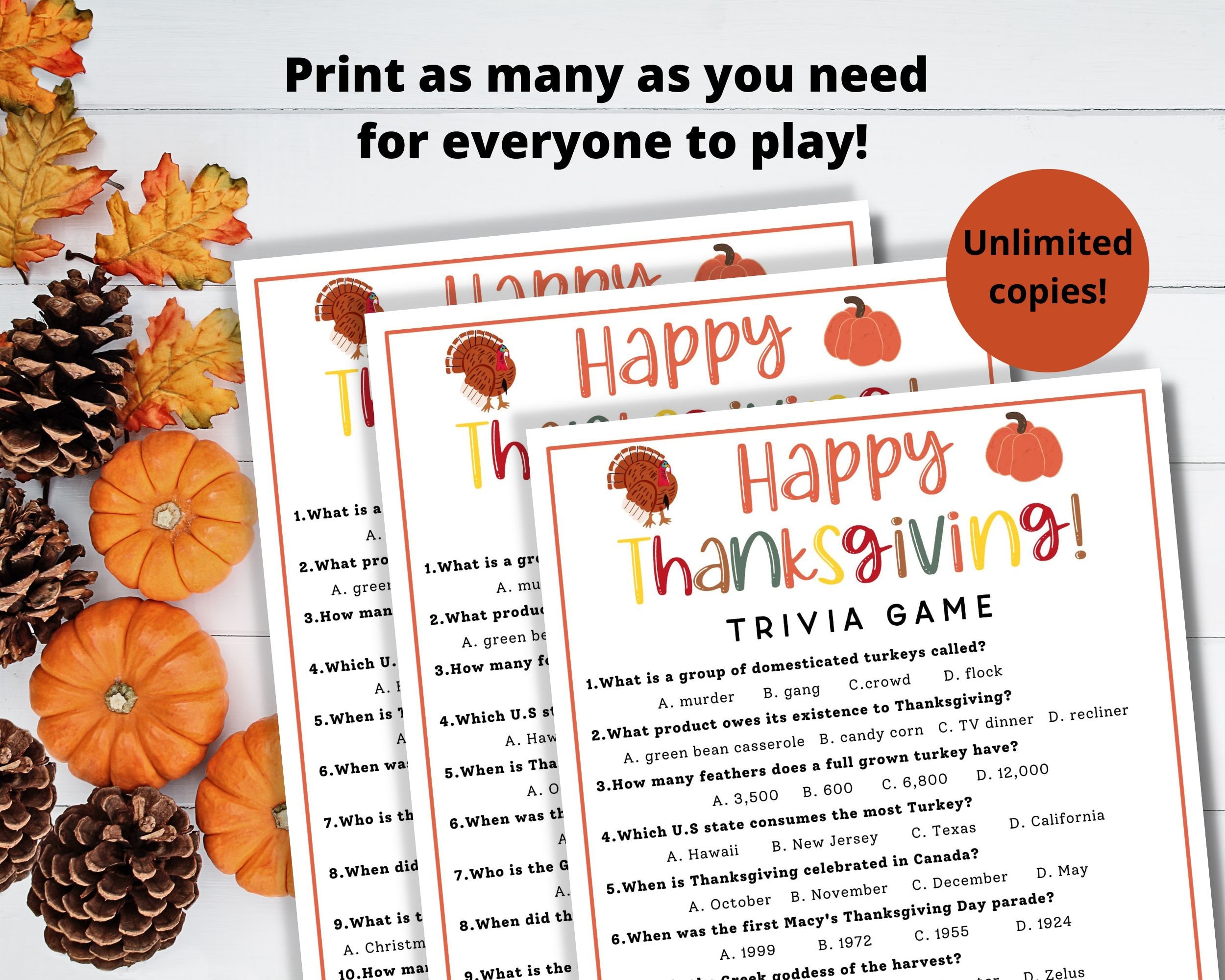 Thanksgiving Trivia Game - Thanksgiving Trivia, Friendsgiving Trivia ...