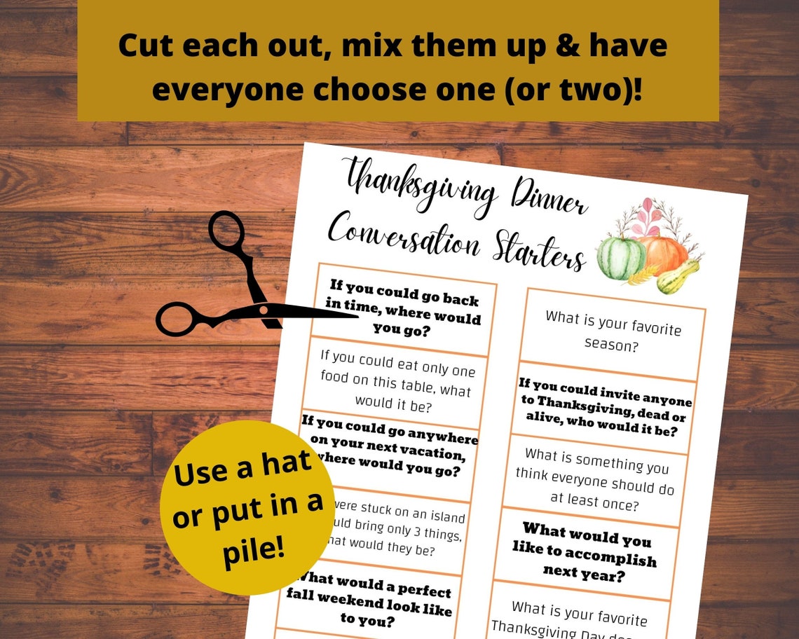 Thanksgiving Conversation Starters Game for Friendsgiving - Etsy