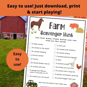 Farm Scavenger Hunt - Farm Treasure Hunt, Farm Games, Farm Animal Hunt ...