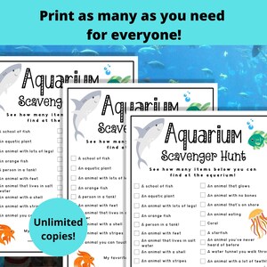 Aquarium Scavenger Hunt - Aquarium Treasure Hunt, Ocean Hunt for Kids ...