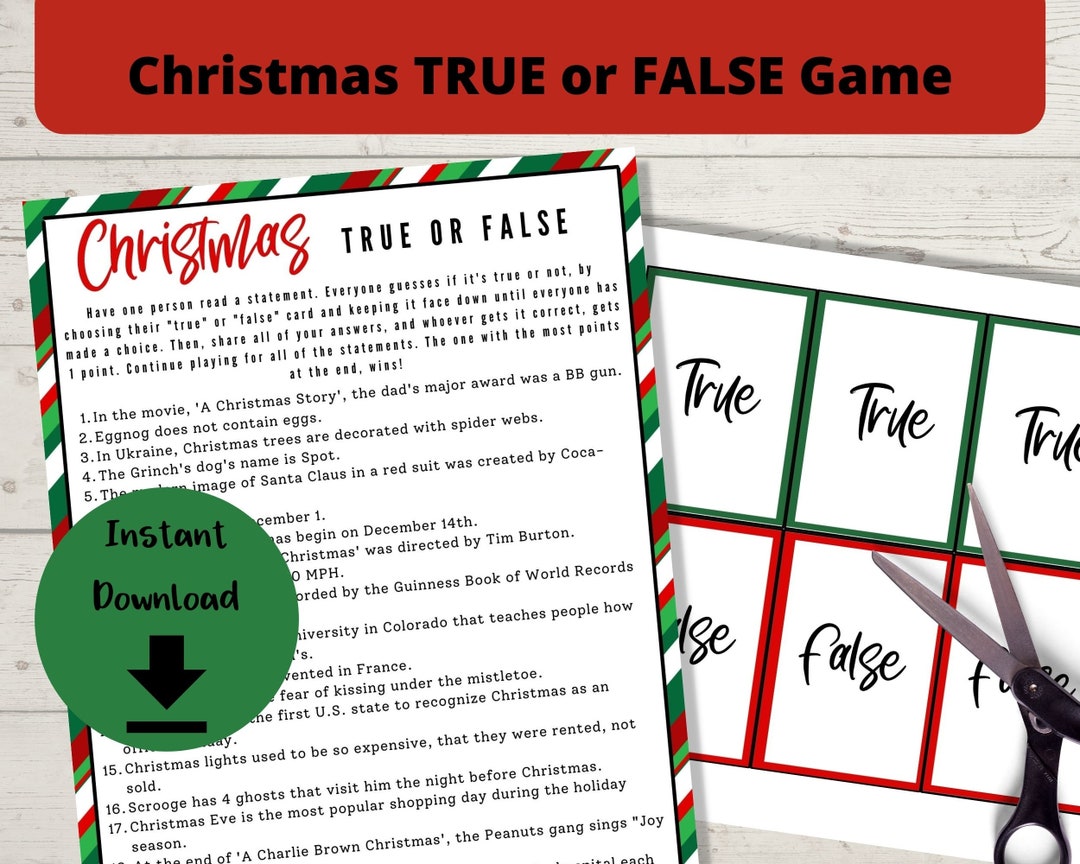 Christmas Trivia True or False Game - Fact or Fiction, Christmas Eve ...