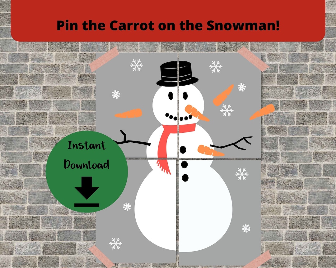 Pin the Carrot Nose on the Snowman Game - Printable Children's ...