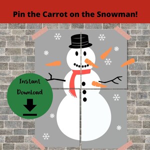 Pin the Carrot Nose on the Snowman Game - Printable Children's ...