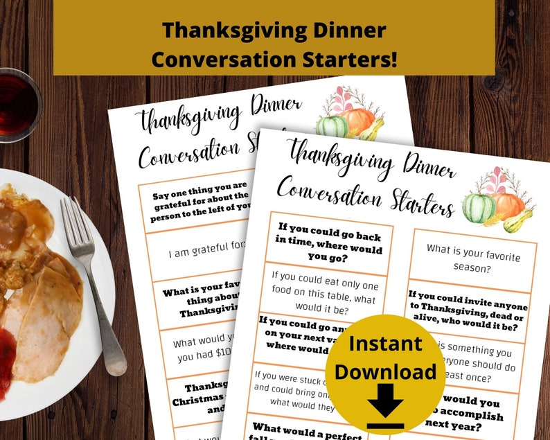 Thanksgiving Conversation Starters - Game for Friendsgiving, Ice ...
