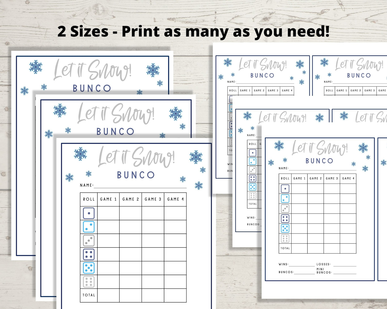 Winter Bunco Christmas Bunco Score Cards, Printable Bunco Game, Bunco ...