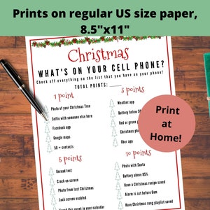 Christmas What's on Your Phone Game - Printable Holiday Party Game ...