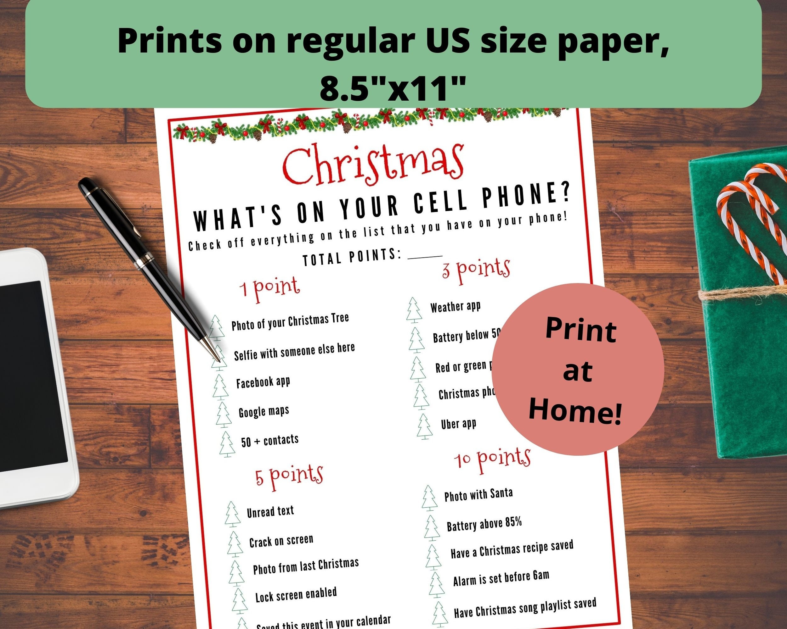 Christmas What's on Your Phone Game Printable Holiday Party Game, Whats ...