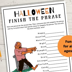 Halloween Finish the Phrase Word Game - Kids Halloween Party Game ...