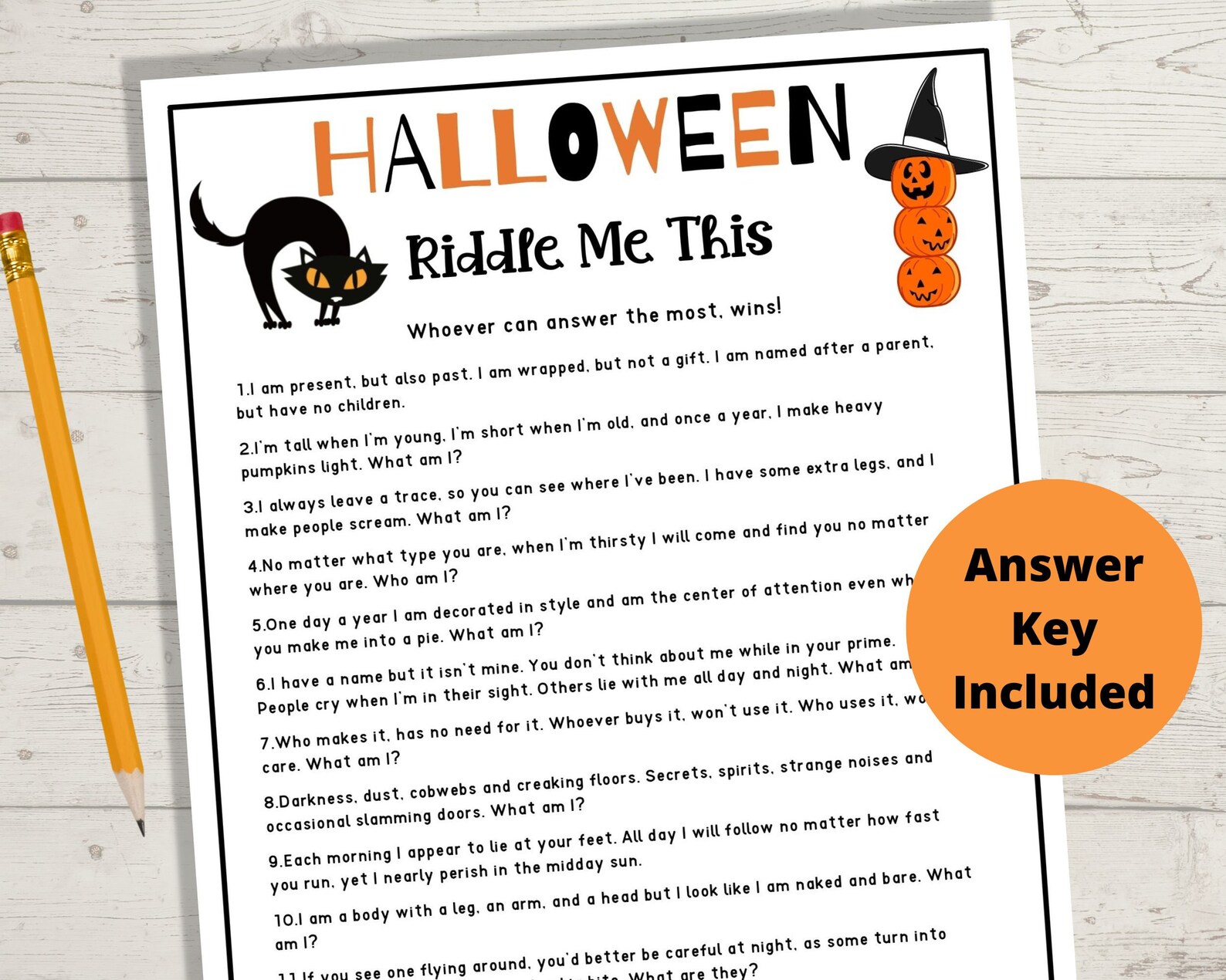Halloween Riddle Me This Game Halloween Party Game - Etsy