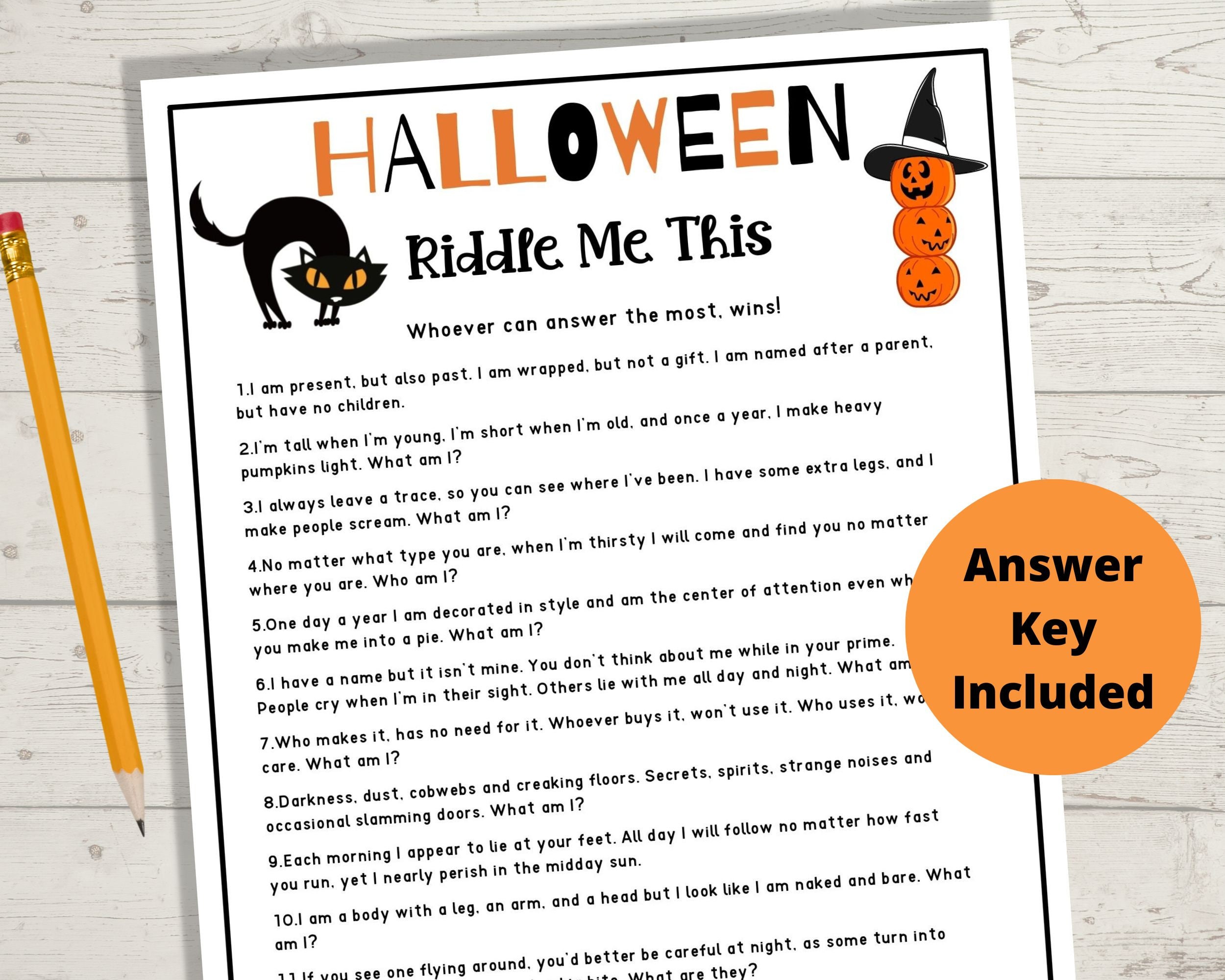 Halloween Riddle Me This Game - Halloween Party Game, Halloween ...