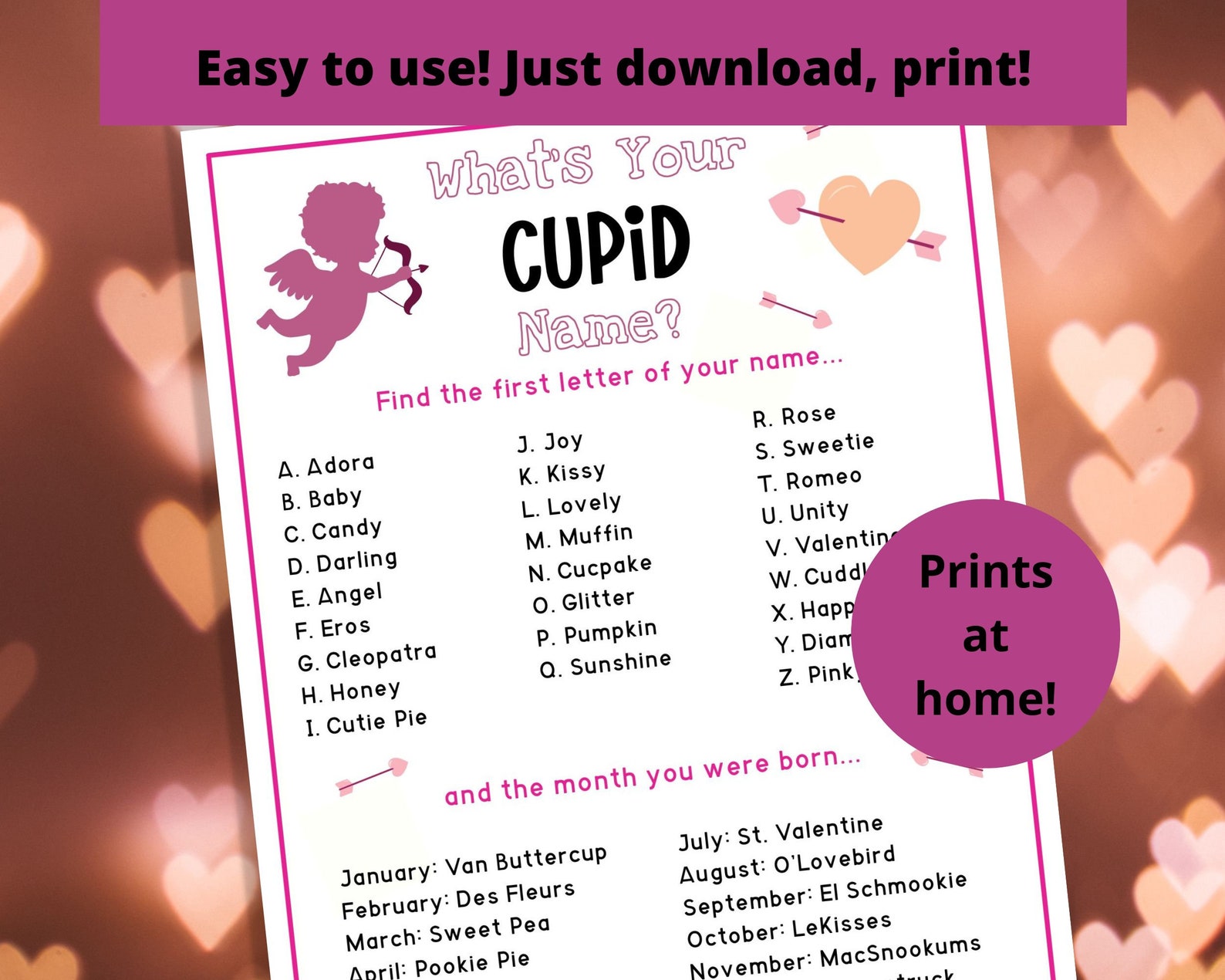 What's Your Cupid Name Game Valentine's Day Name Generator, What's Your ...