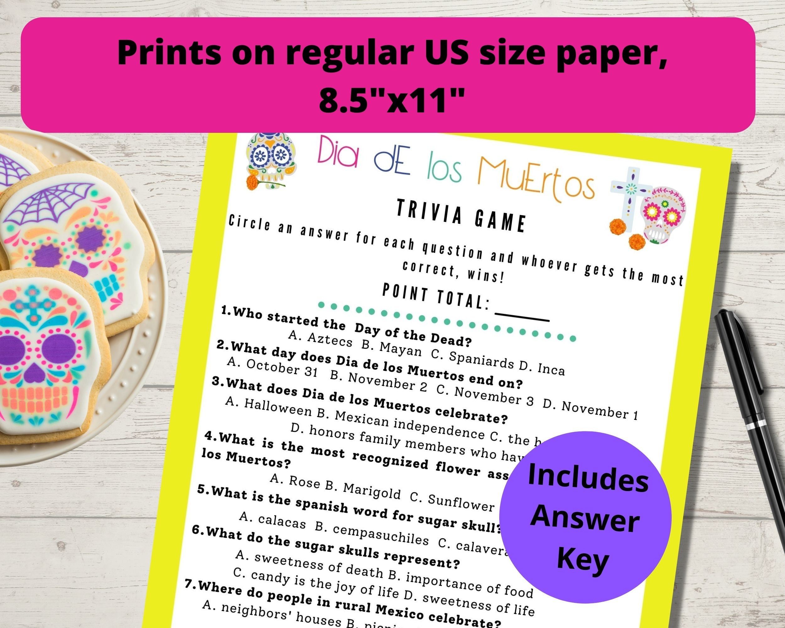 Dia De Los Muertos Trivia Game Day of the Dead Game - Etsy