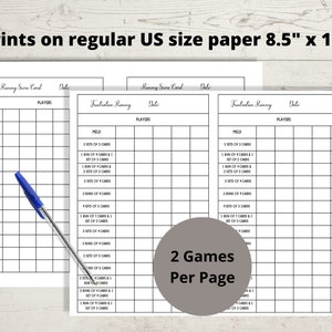 Rummy Score Sheets - Frustration Rummy Score Cards, Gin Rummy Scoring ...