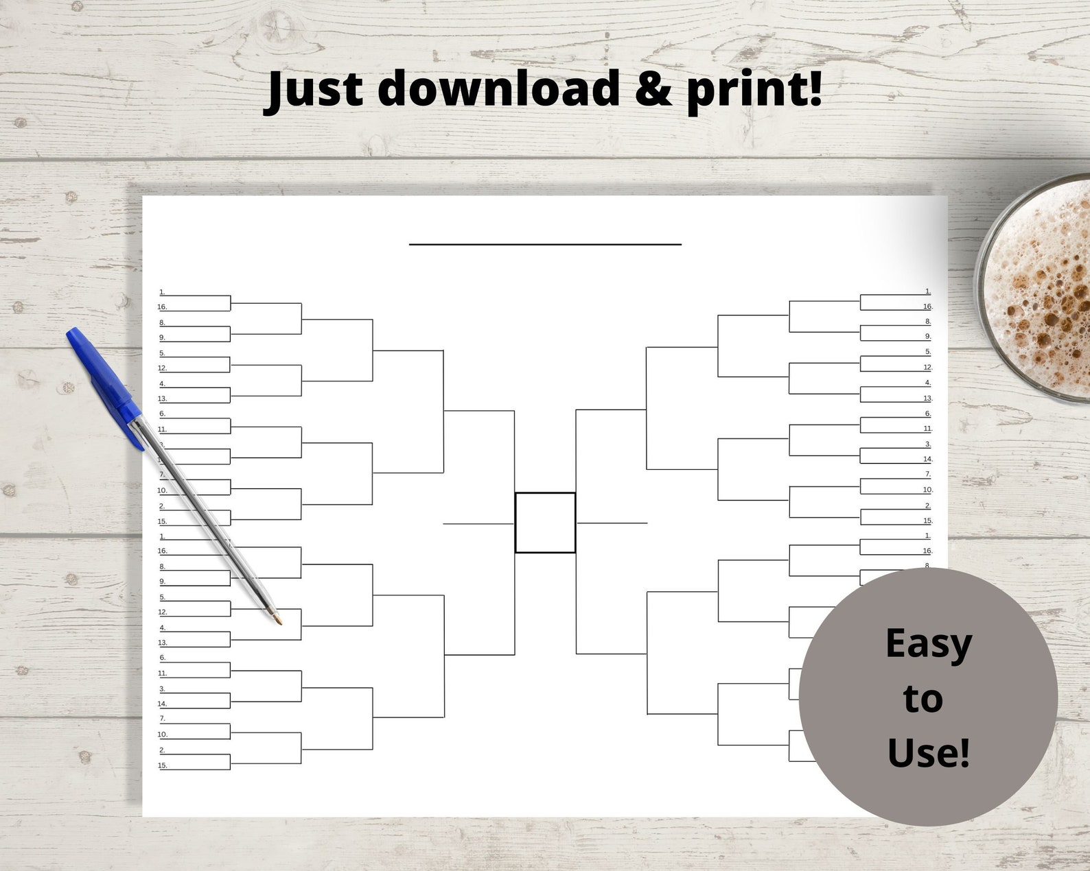 64 Team Tournament Bracket Print Out - Tournament Bracket Printable ...
