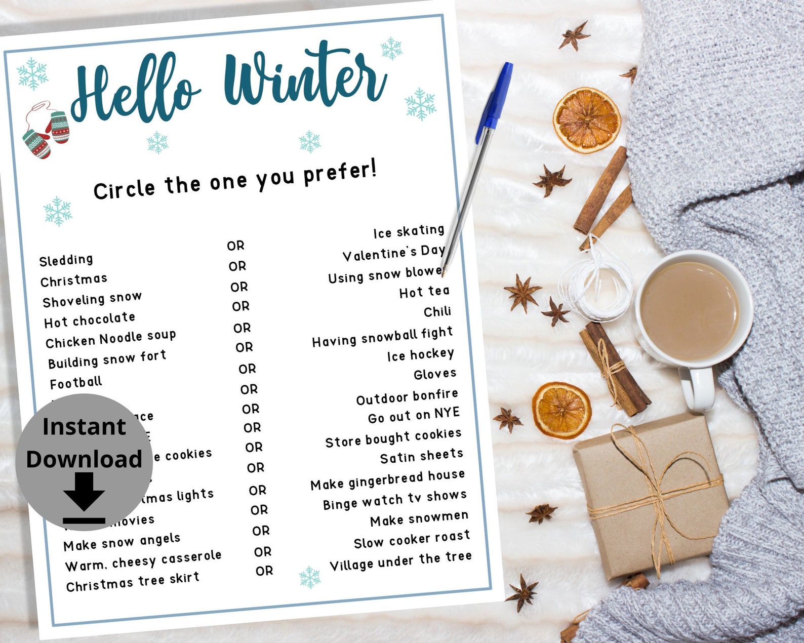 Winter This or That Game - Holiday Would You Rather Printable, Children ...