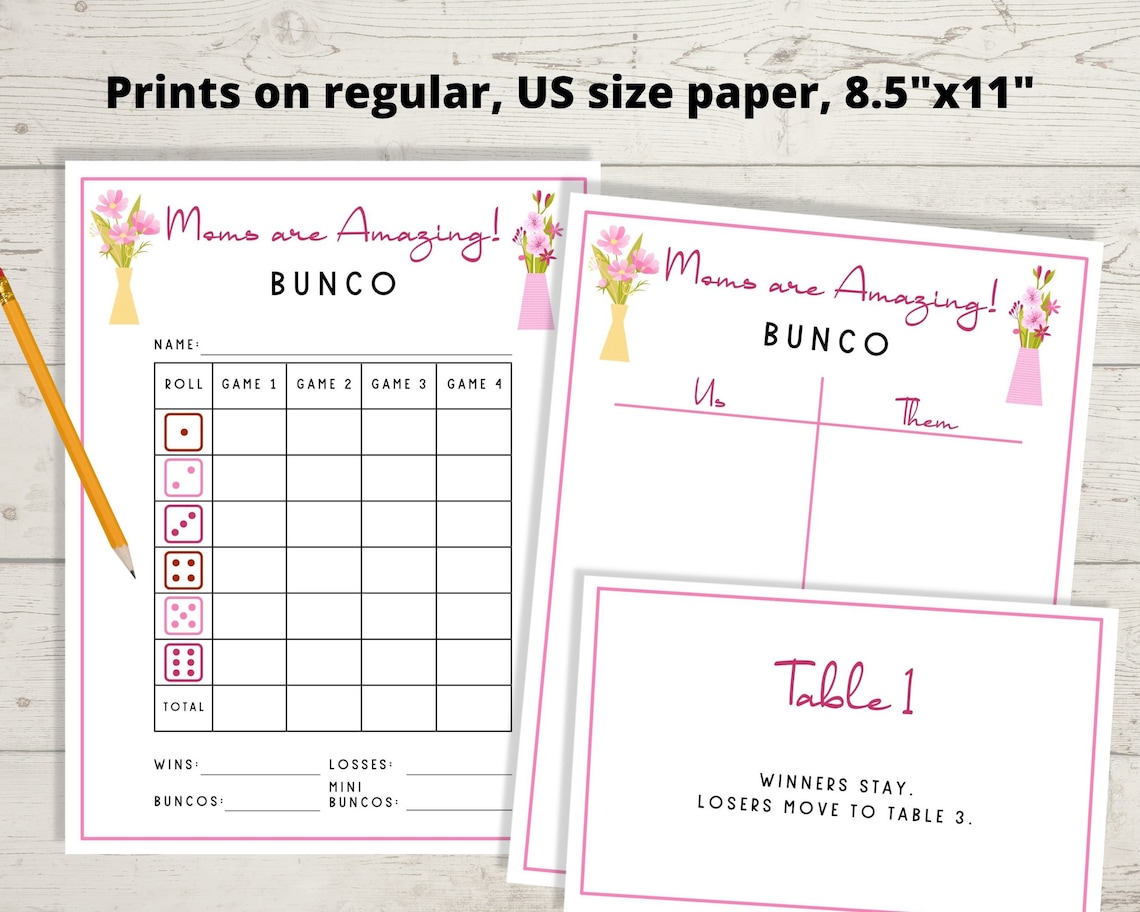 Mother's Day Day Bunco - Bunco Printables, Bunco Game, Moms Day Bunco ...
