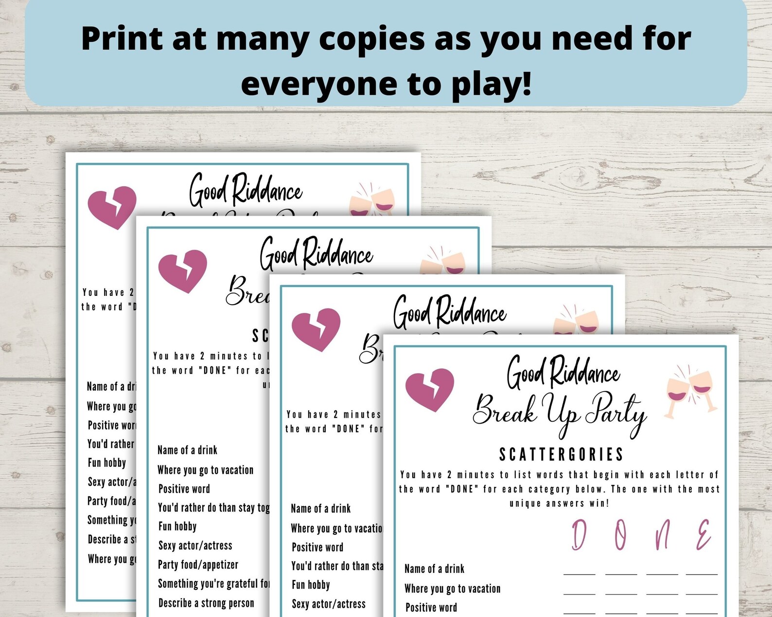 Break up Party Games Divorce Party Games, Newly Single Girls Night ...