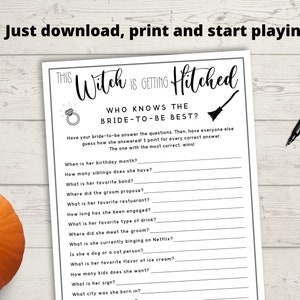 Witch Bachelorette Party Who Knows the Bride Best Game - This Witch is ...