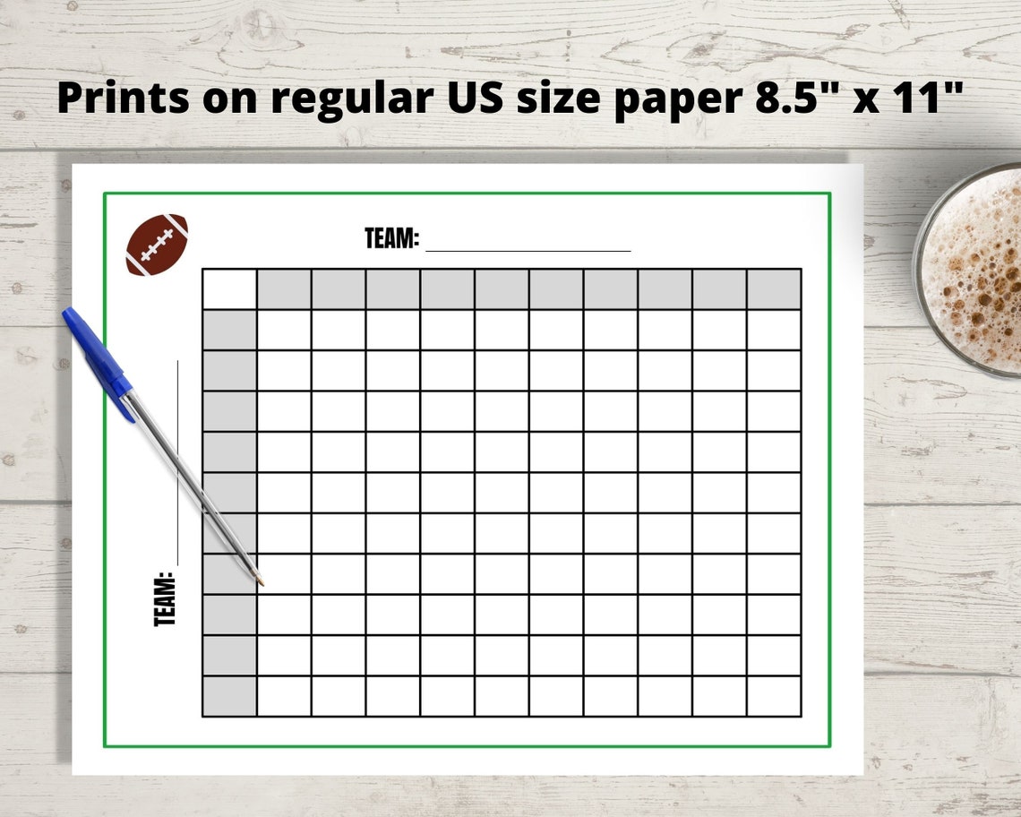 Printable Football Squares Game - Football Pool Template, the Big Game ...
