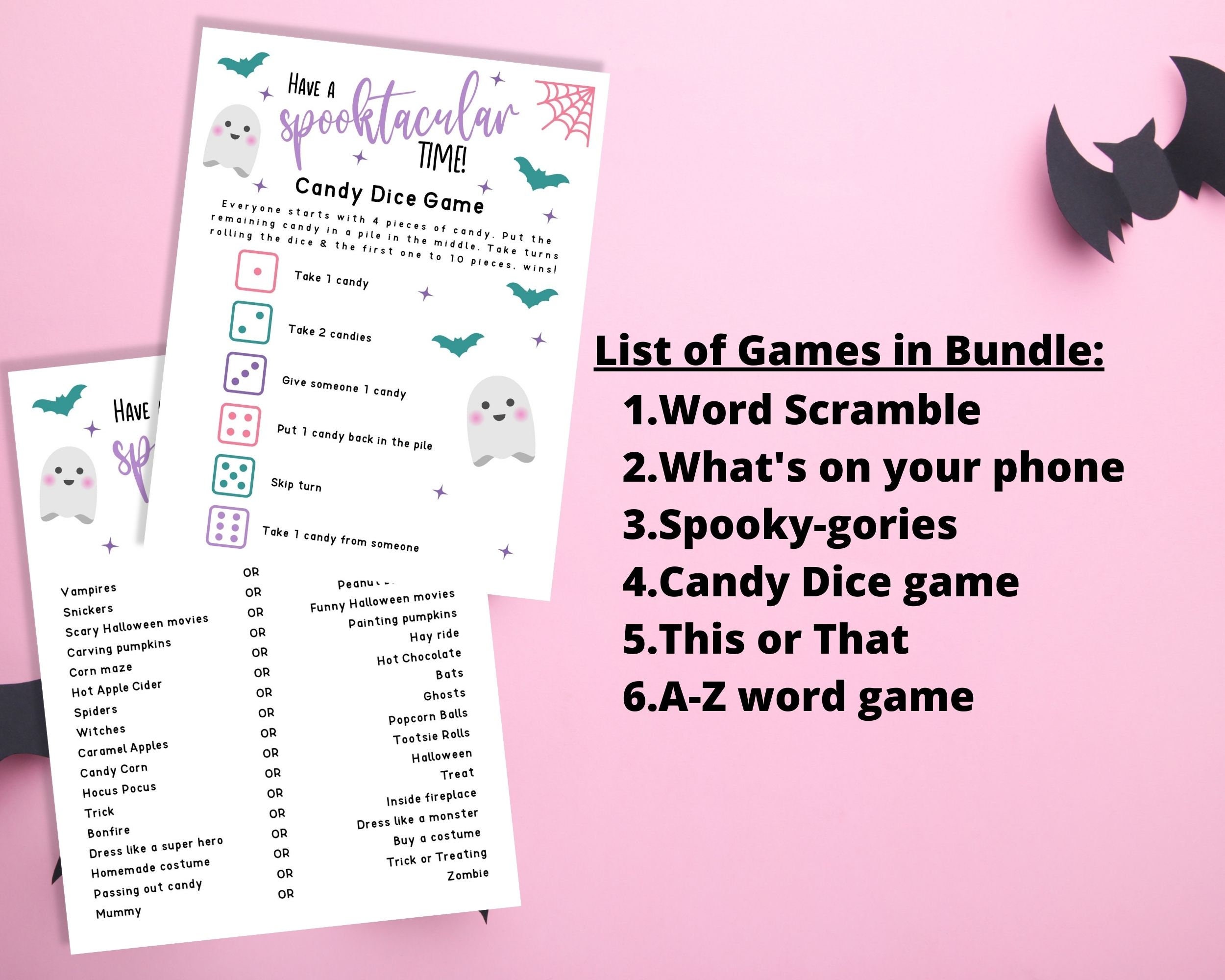 Pastel Halloween Games Pink Halloween Game Bundle Kids - Etsy