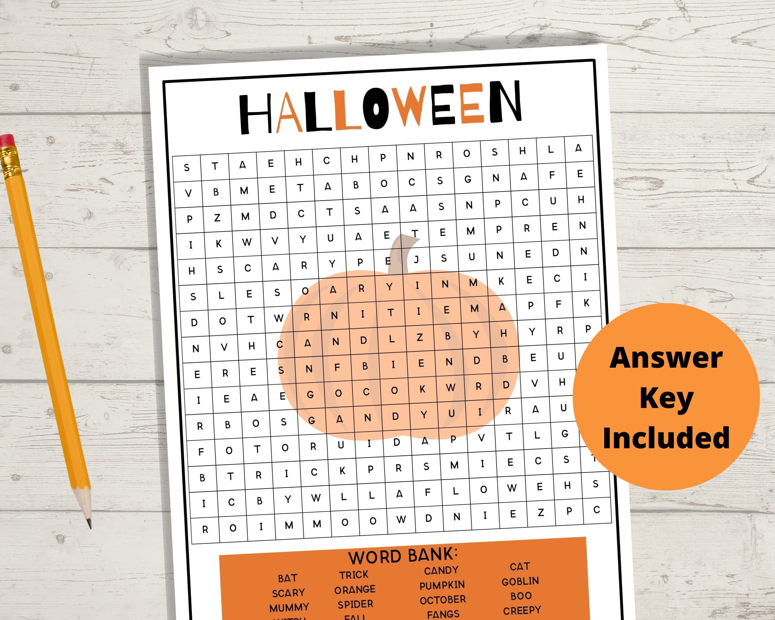 Halloween Word Search Game Halloween Word Game, Kids Halloween Activity ...